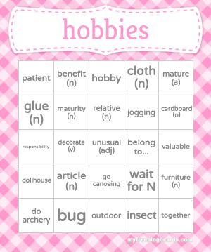 hobbies bingo