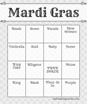 Print 100+ Mardi Gras Bingo Cards