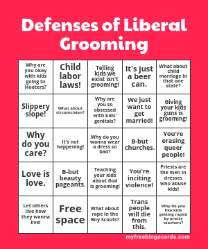Defenses of Liberal Grooming Bingo