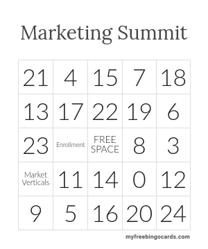 Marketing Summit Bingo