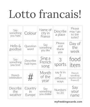 Lotto francais! Bingo