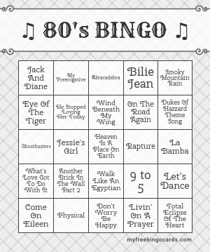 80's BINGO ♫