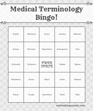 Medical Terminology Bingo!
