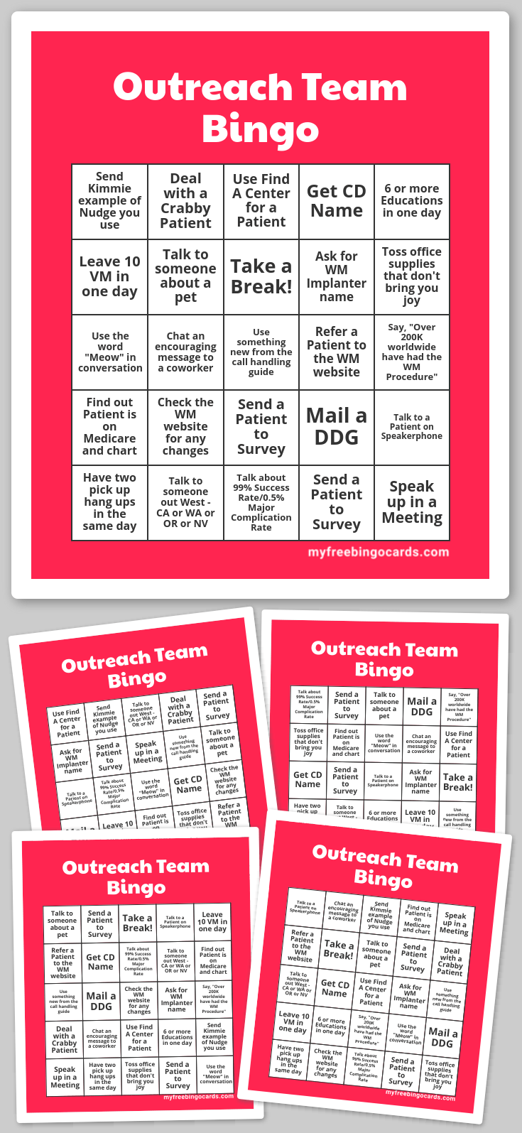 Virtual Outreach Team Bingo