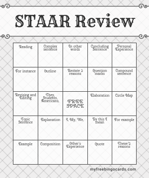 STAAR Review Bingo