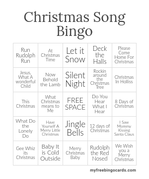 Christmas Song Bingo