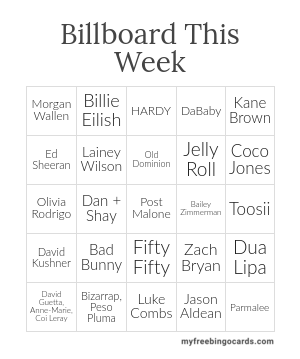 Billboard This Week Bingo