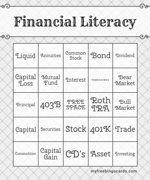 Financial Literacy Bingo