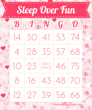 Sleep Over Fun BINGO