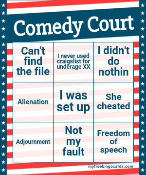Comedy Court Bingo