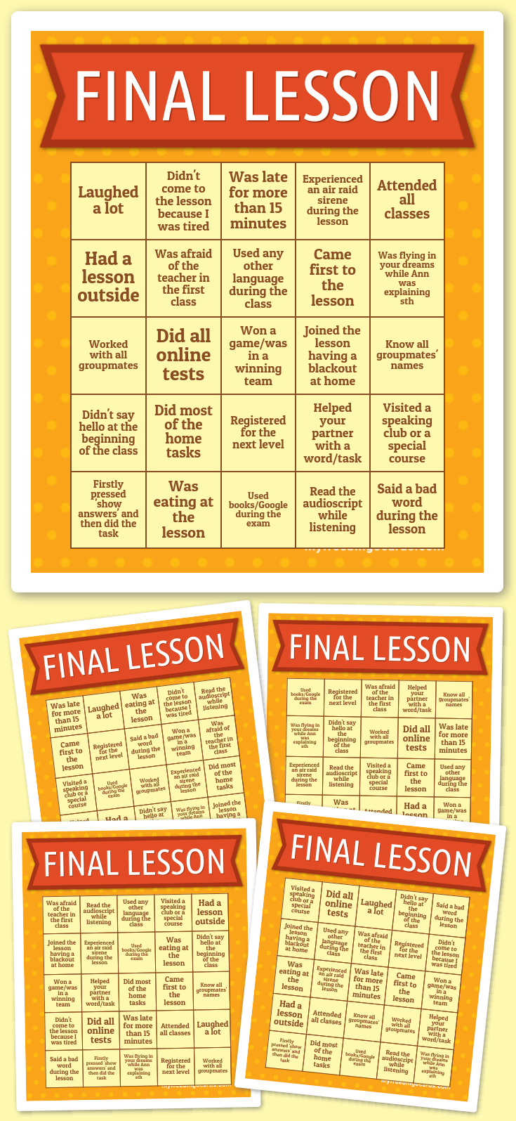 Virtual FINAL LESSON BINGO
