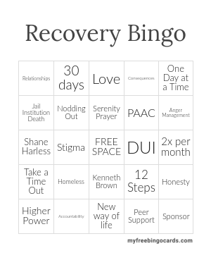 Recovery Bingo