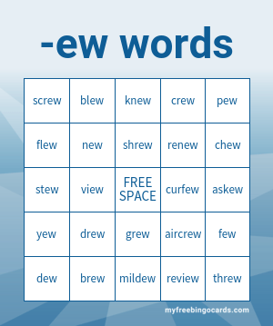 -ew words bingo
