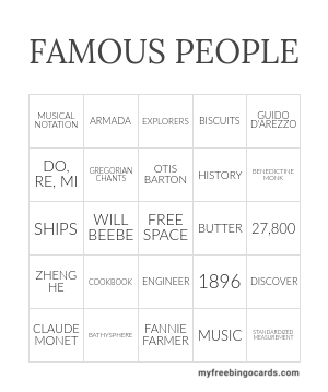 FAMOUS PEOPLE BINGO
