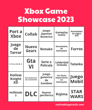 Xbox Game Showcase 2023 Bingo