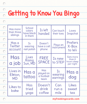 Getting to Know You Bingo
