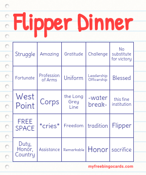 Flipper Dinner Bingo