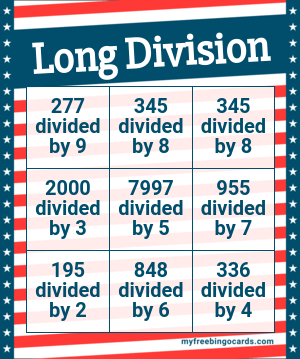 Long Division Bingo