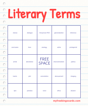 Literary Terms Bingo