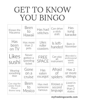 GET TO KNOW YOU BINGO