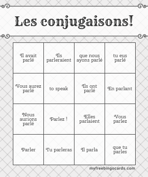 Print 100+ Les conjugaisons! Bingo Cards