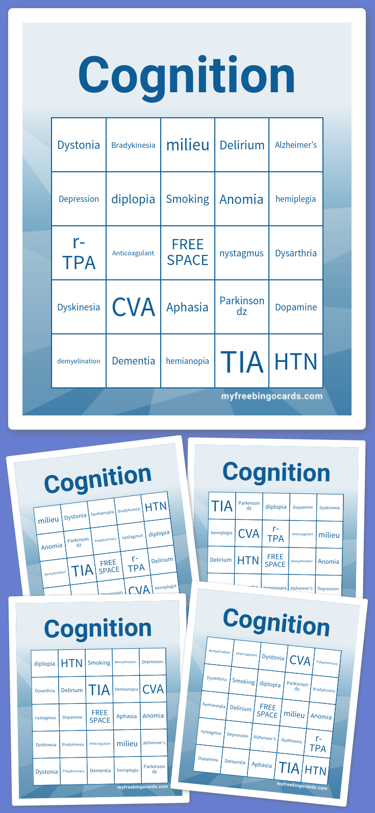 Virtual Cognition Bingo