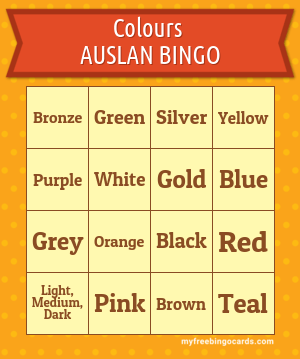 Colours AUSLAN BINGO