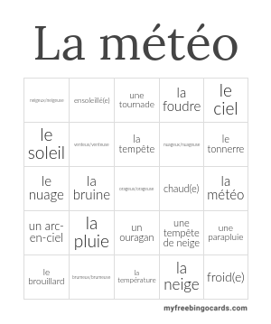 La météo Bingo