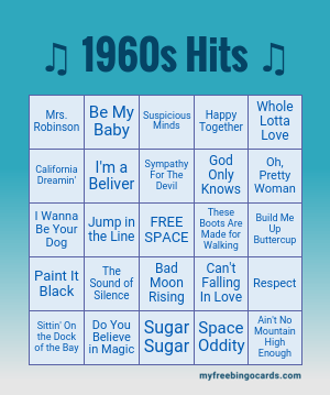 1960s Hits ♫ Bingo