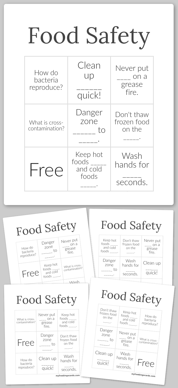 Virtual Food Safety Bingo