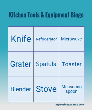 Kitchen Tools & Equipment Bingo