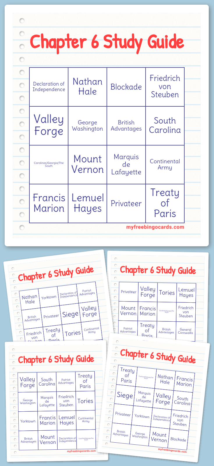 Virtual Chapter 6 Study Guide Bingo