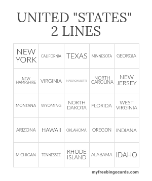 UNITED "STATES" 2 LINES BINGO