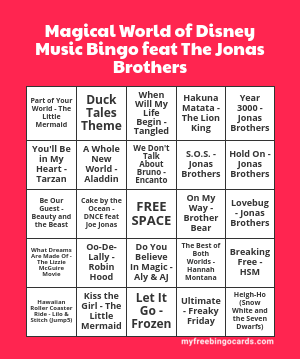 Magical World of Disney Music Bingo f…