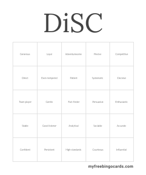 DiSC Bingo