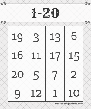 1-20 Bingo