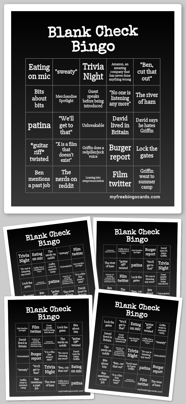 Virtual Blank Check Bingo
