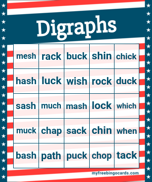 Digraphs Bingo