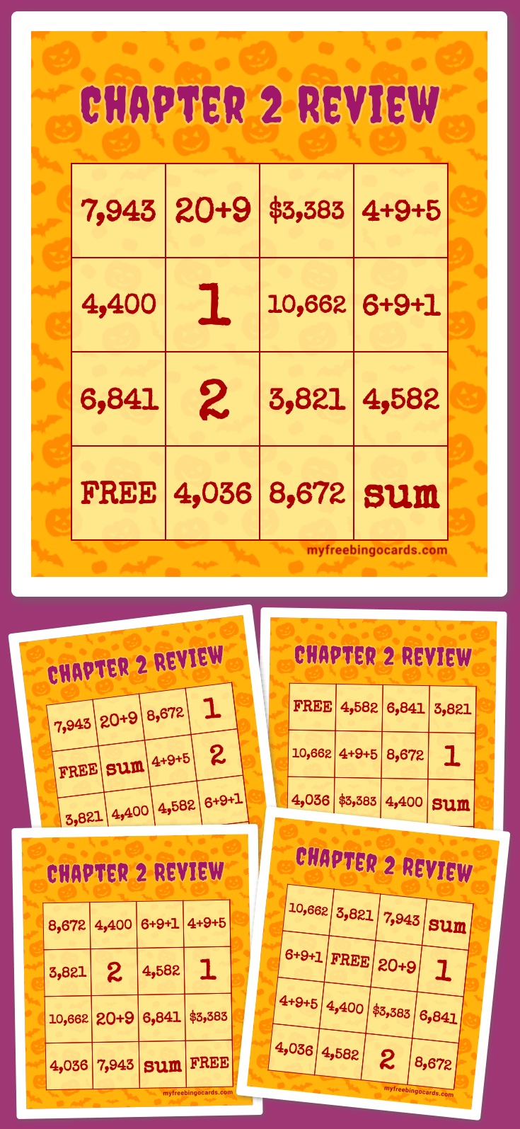 Virtual Chapter 2 Review Bingo