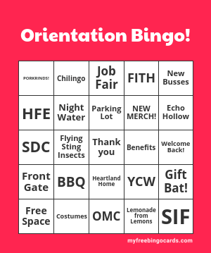 Orientation Bingo!