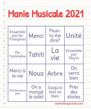 Manie Musicale 2021 Bingo
