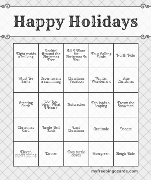 Happy Holidays Bingo