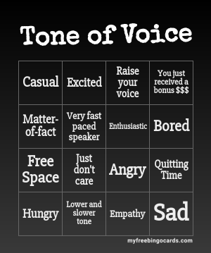 Tone of Voice Bingo