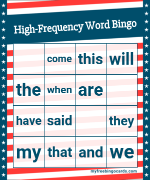 High-Frequency Word Bingo