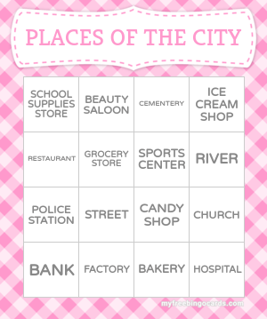 PLACES OF THE CITY BINGO