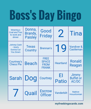 Boss's Day Bingo