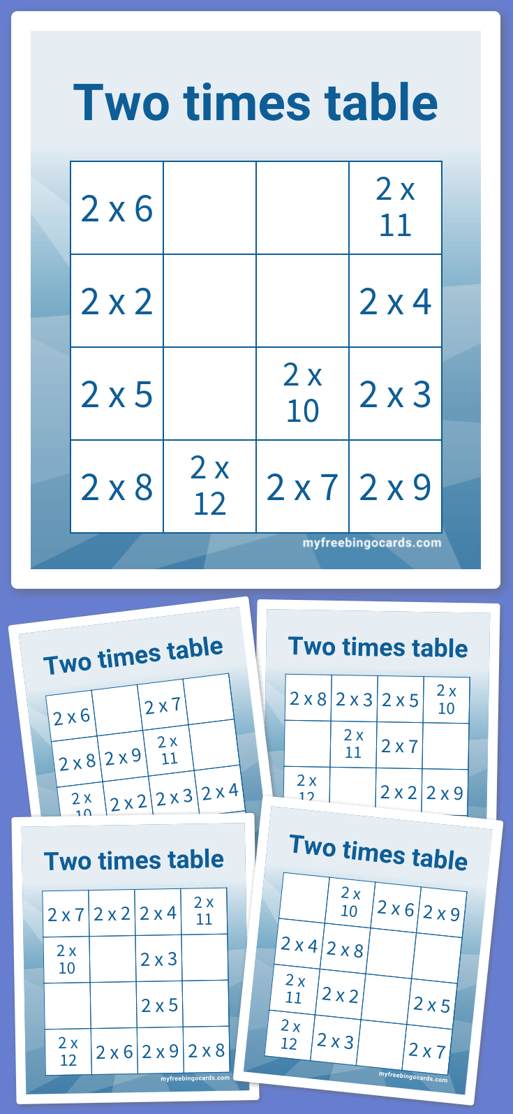 Virtual Two times table Bingo