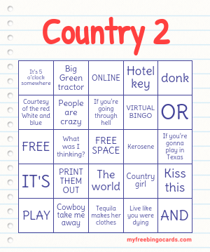 Country 2 Bingo