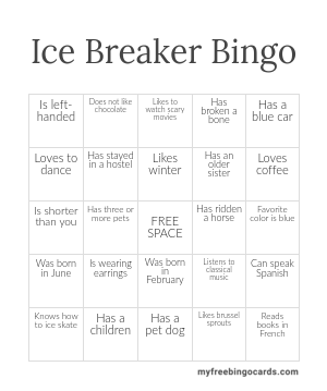 Ice Breaker Bingo