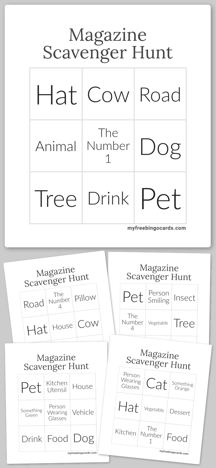 Virtual Magazine Scavenger Hunt Bingo